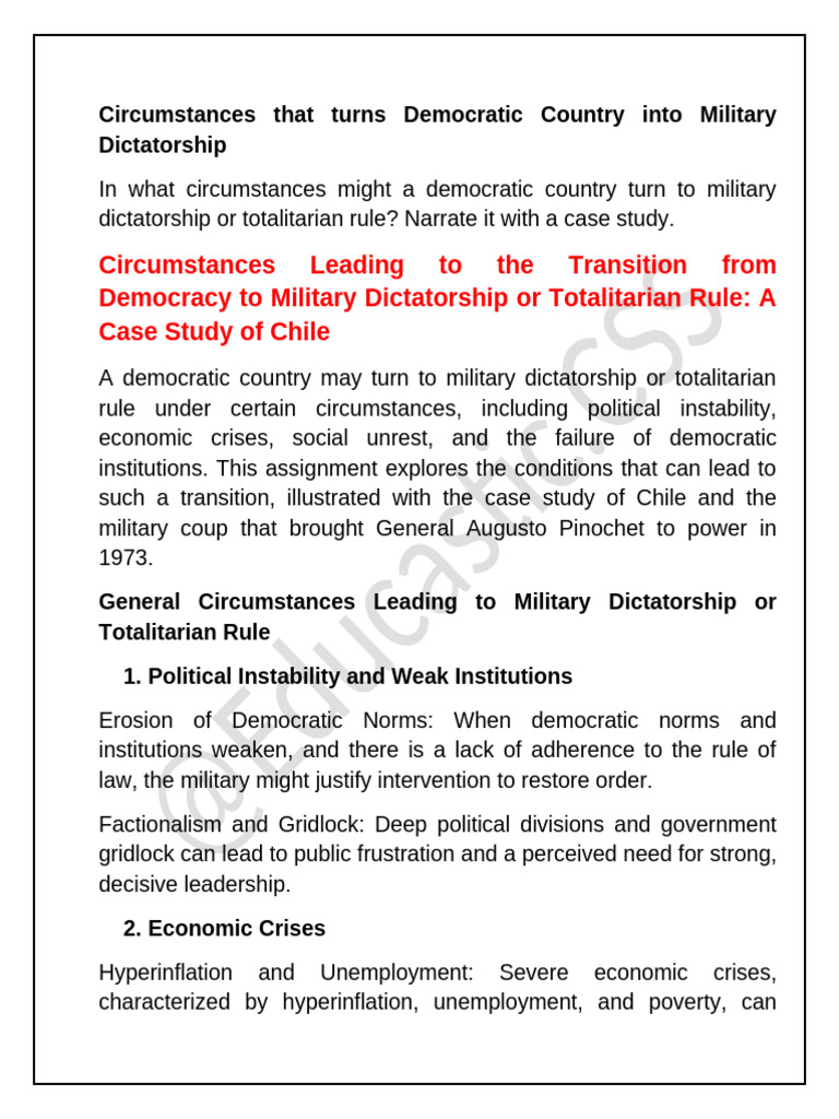 Circumstances That Turns Democratic Country Into Military Dictatorship ...