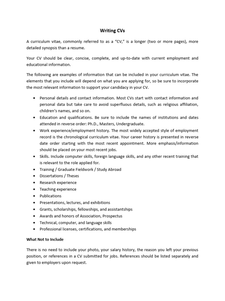 Writing Cvs (Kmbn107 Unit-4) | PDF