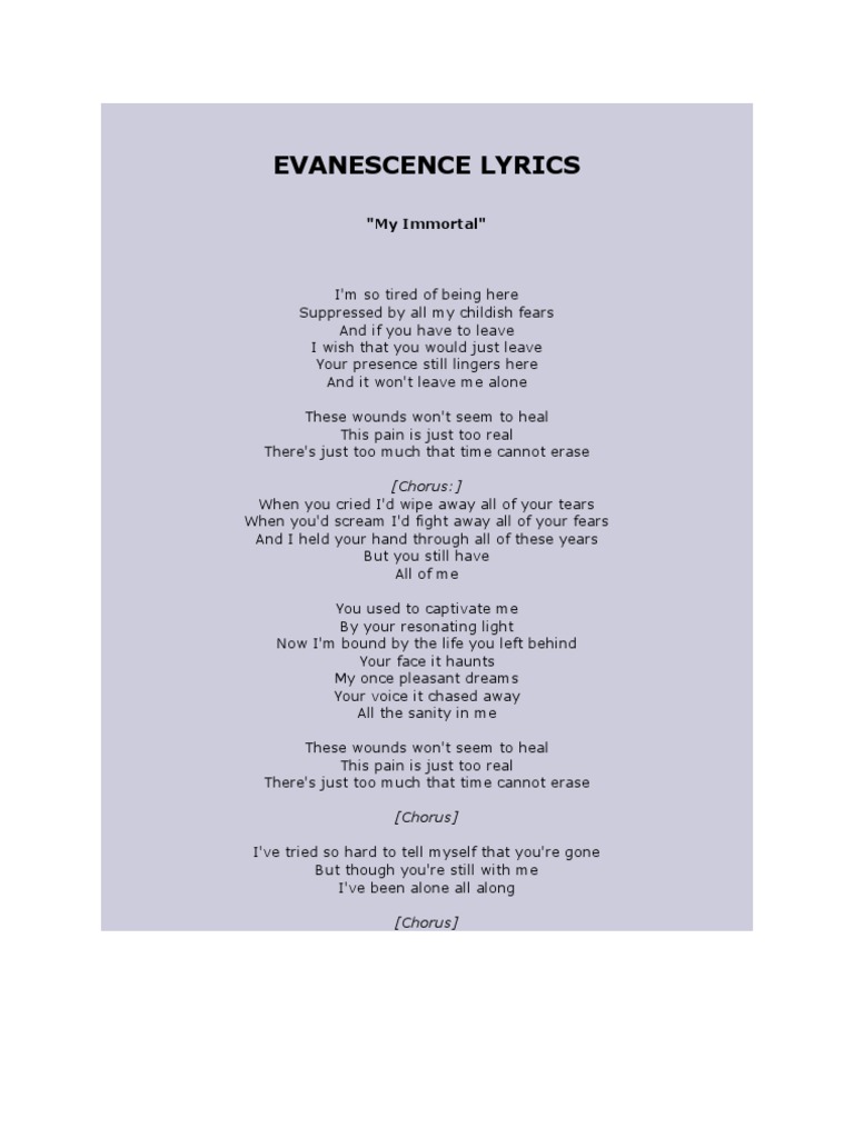 Evanescence Lyrics | PDF | Poetry