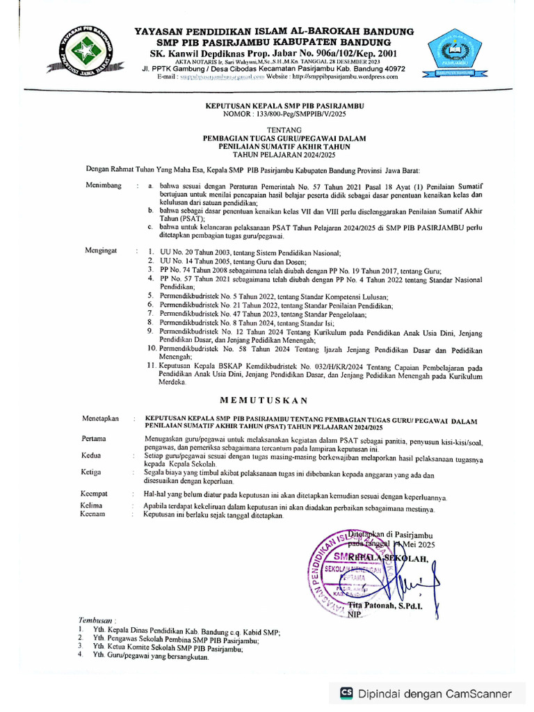 SK Panitia Psat 2024-2025 | PDF