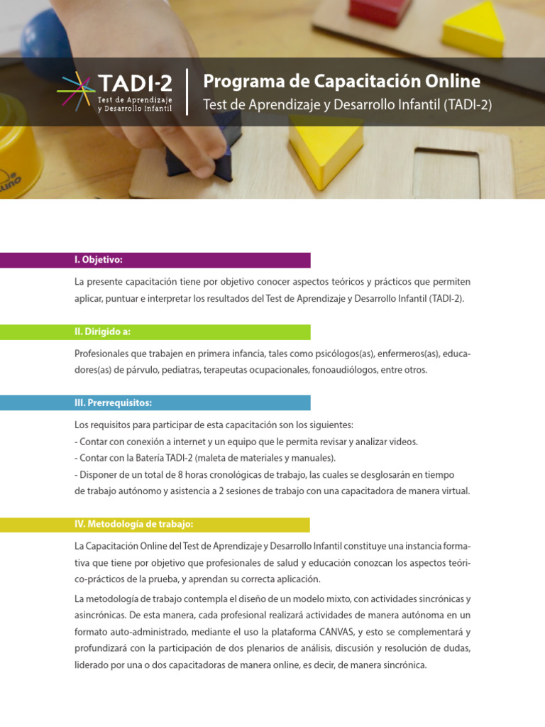 Capacitación TADI-2 Online para Profesionales | PDF | Aprendizaje ...
