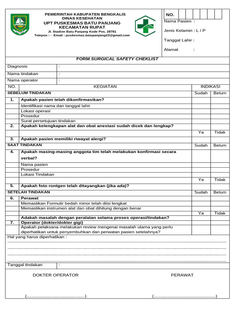 Surgikal Safety Checlist | PDF