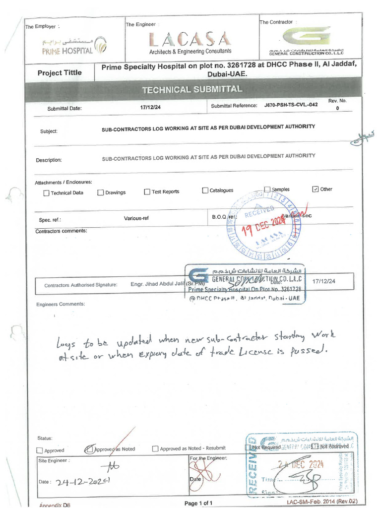 Subcontractor Log | PDF