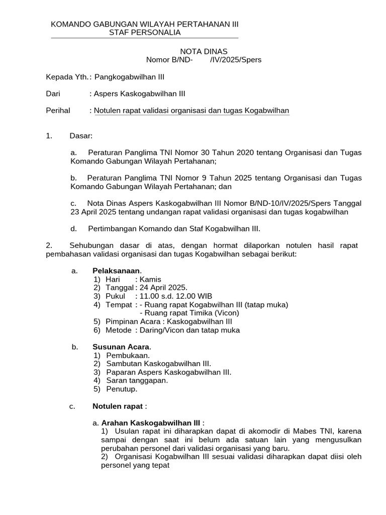 Notulen Rapat Validasi Orgas | PDF