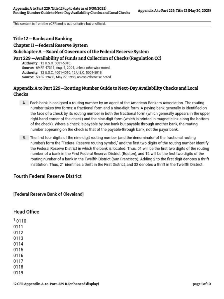 Appendix A To Part 229 - Title 12 (Up To Date As of 5-30-2025) | PDF | Federal Government Of The ...