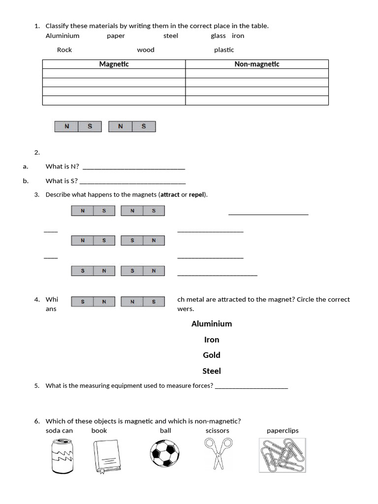 Ujian Science April Grade 3 Cambridge | PDF | Force | Magnetism