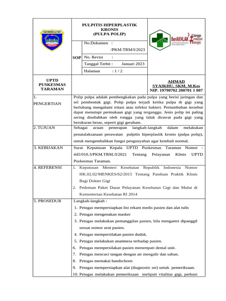 Pulpitis Hiperplastik Kronis | PDF