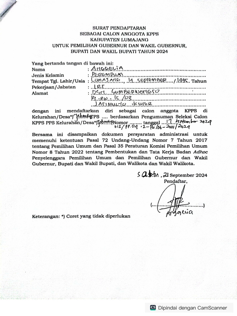 Pendaftaran Anggel | PDF