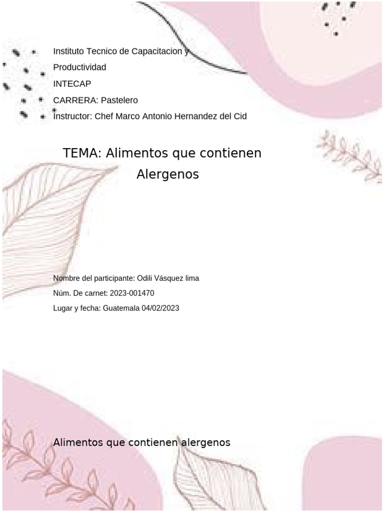 Alimentos Que Contienen Alergenos | PDF