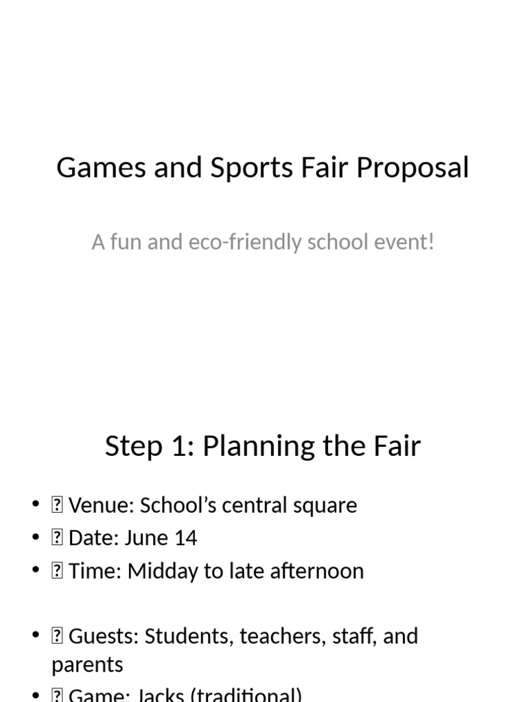 Games and Sports Fair Presentation | PDF