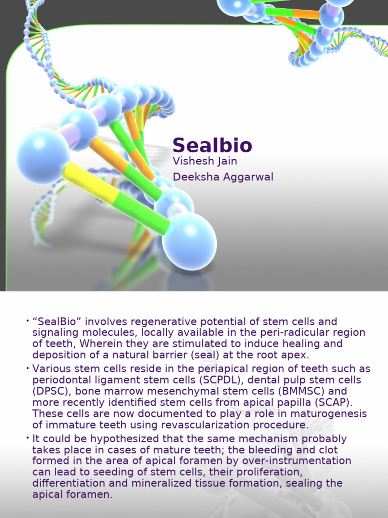 SealBio: Stem Cells in Endodontics | PDF