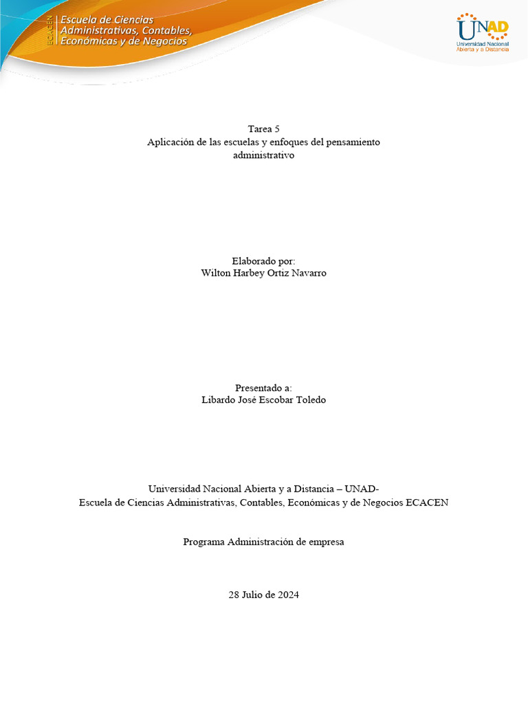 Tareas 5 Aplicacion Escuela y Enfoque - Wilton Ortiz | PDF | Pensamiento | Science