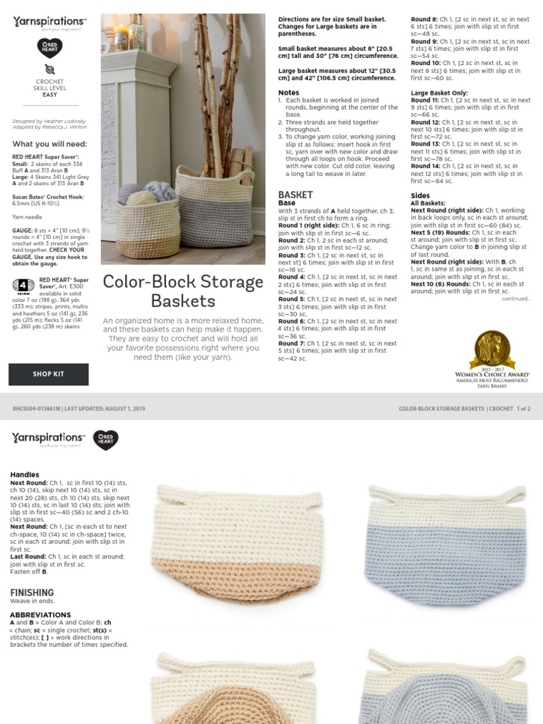 Color-Block Storage Basket | PDF | Crochet | Yarn