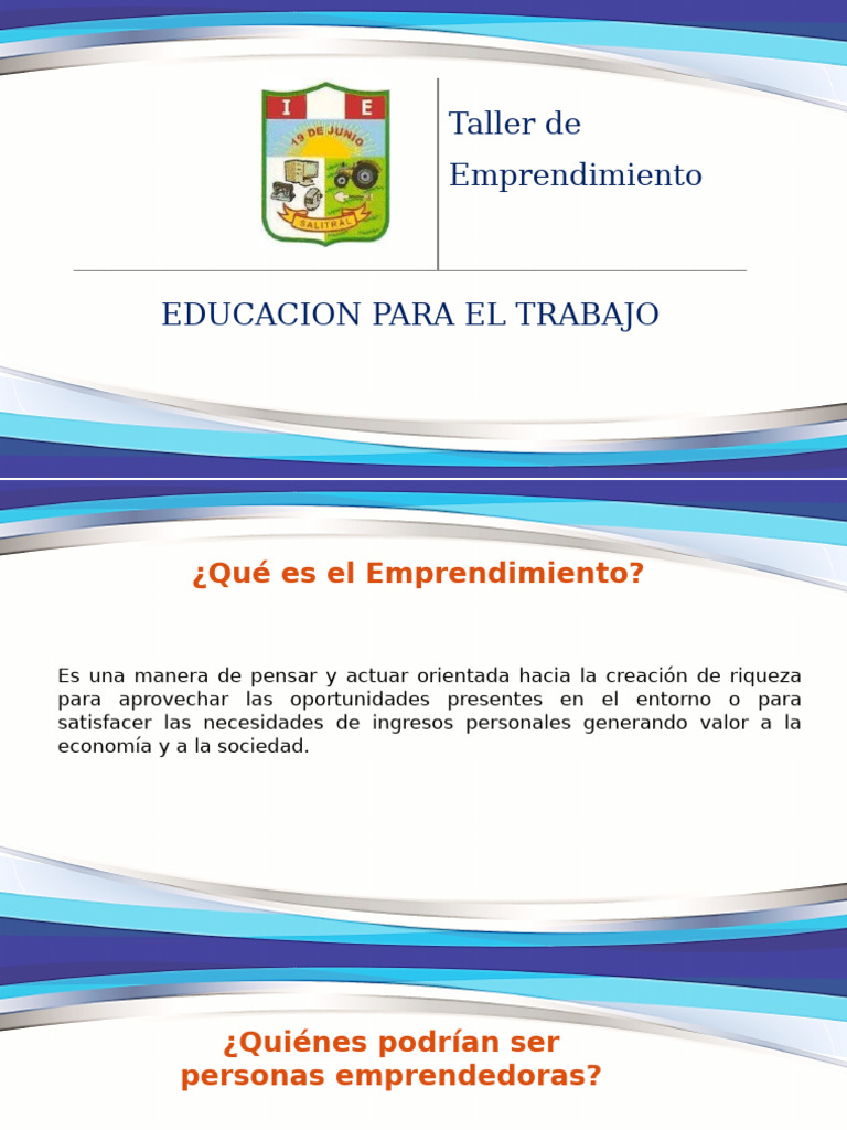 Taller-de-EMPRENDIMIENTO en Ept | PDF | Iniciativa empresarial | Economias