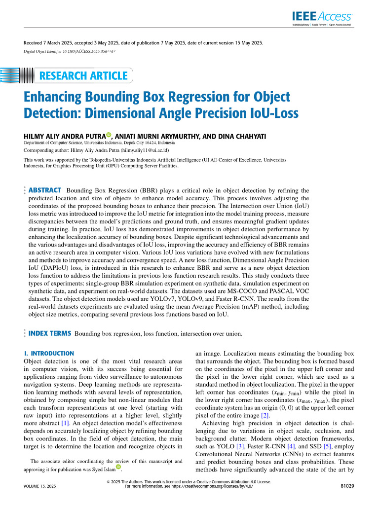 Enhancing Bounding Box Regression For Object Detection Dimensional ...