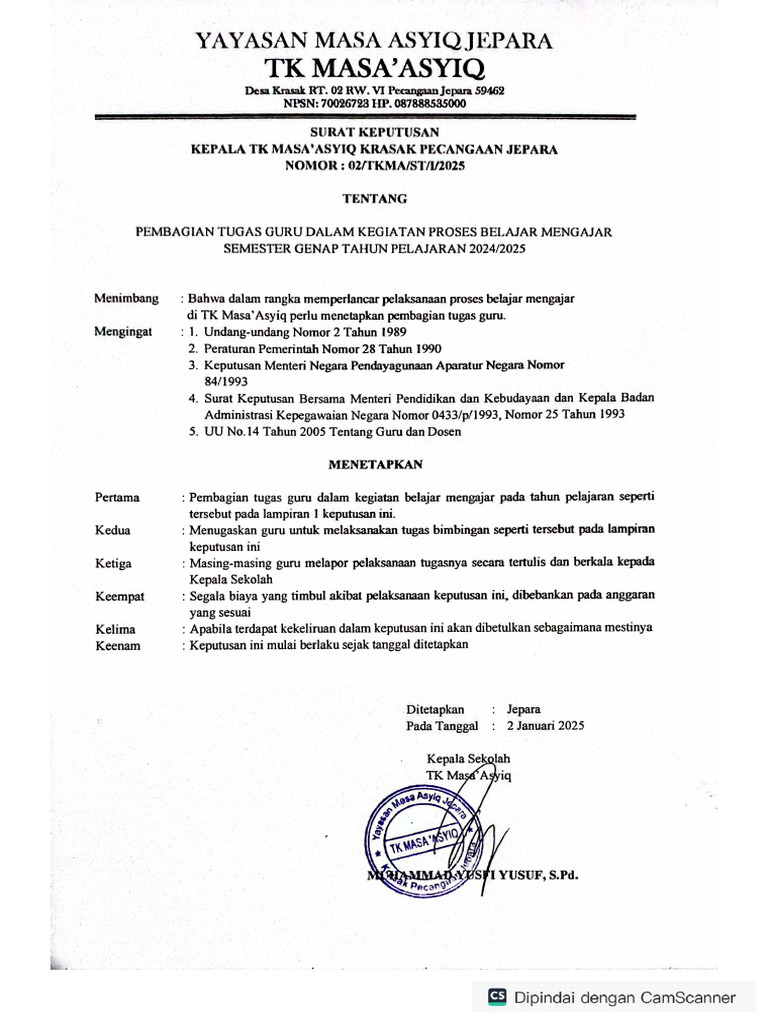 Surat Tugas Smester 2 20242025 | PDF