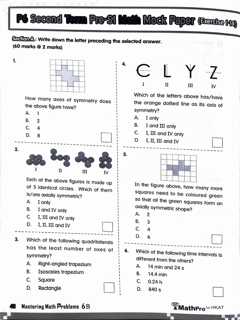 P6B Maths Pre-S1 Test Paper | PDF | Rectangle | Classical Geometry