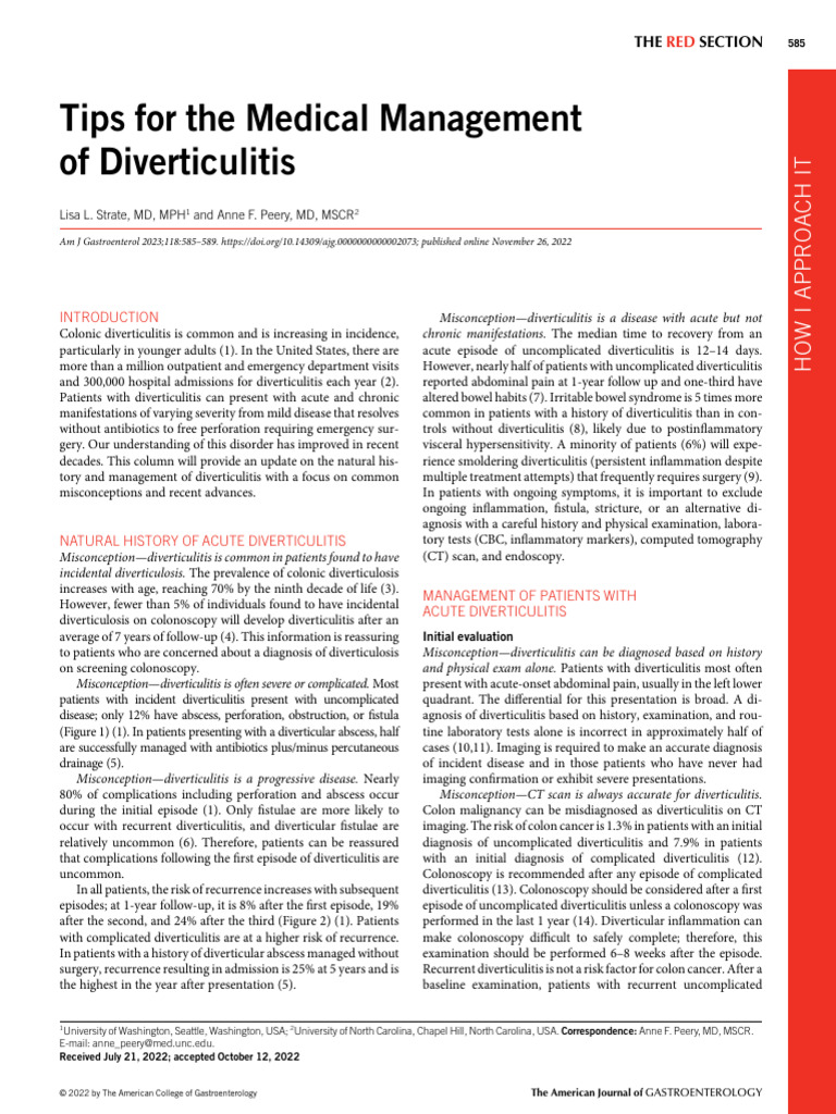 585_Tips for the Medical Management of Diverticulitis | PDF | Surgery ...