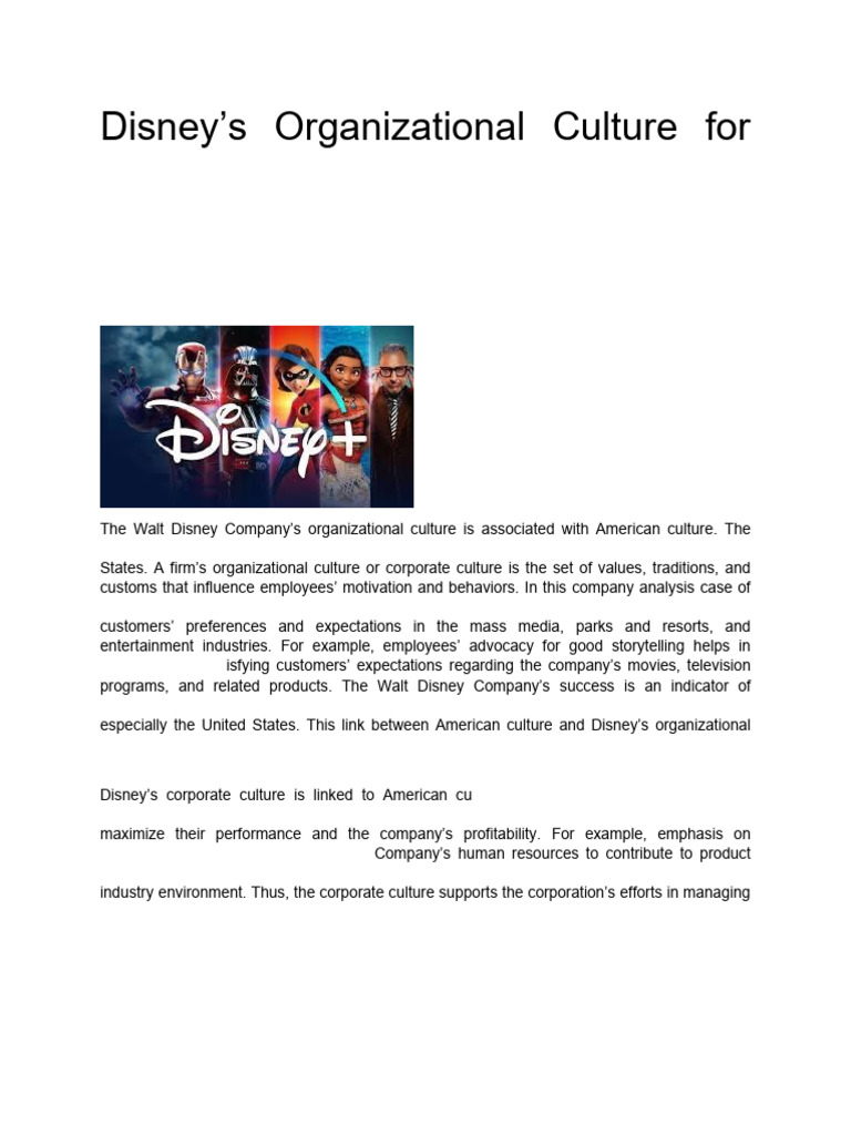 01_Disney’s Organizational Culture for Excellent Entertainment | PDF ...