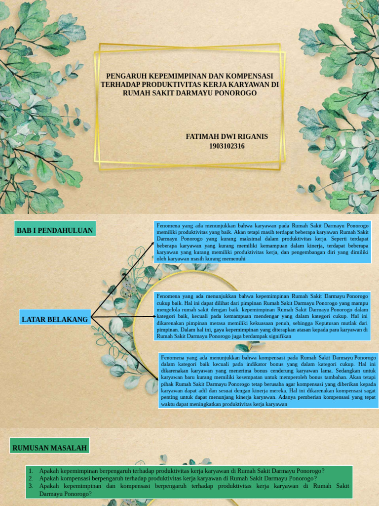 Watercolor Green Leaves Frame PowerPoint Templates | PDF
