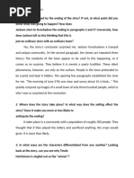 The Lottery Short Story Analysis and Questions | PDF