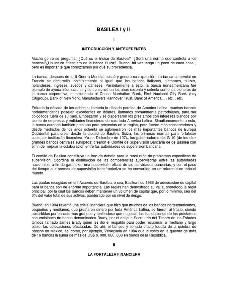 BASILEA I y II | PDF | Basilea Ii | Basilea Iii