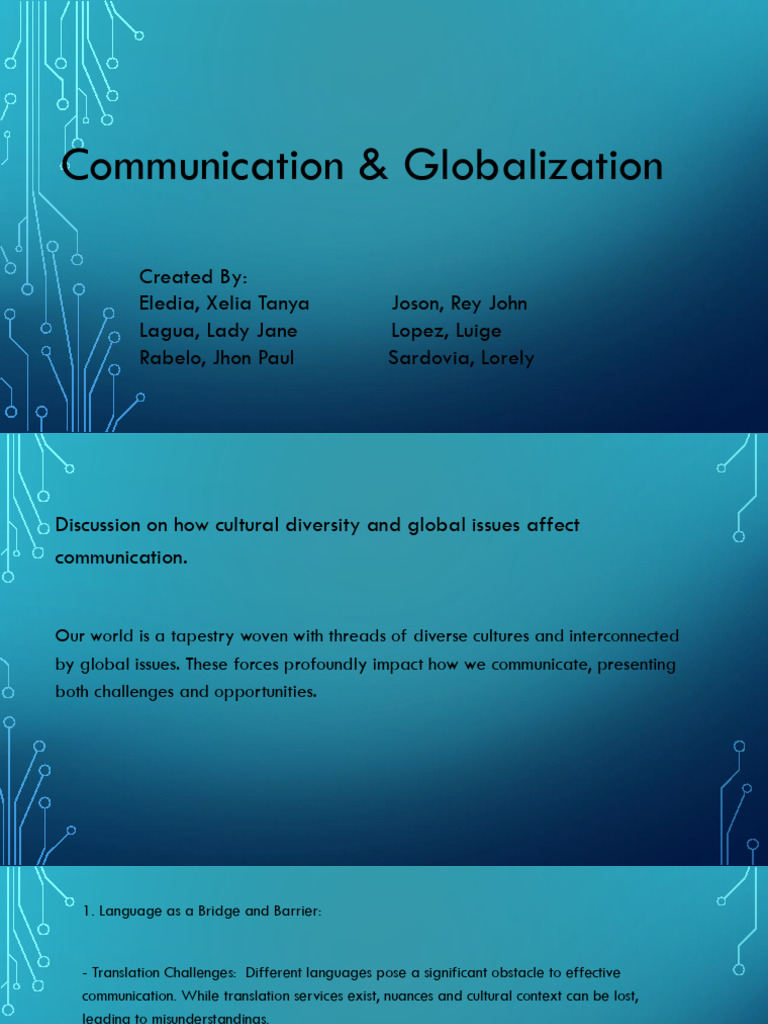 Communication & Globalization | PDF | Communication | Cross Cultural ...