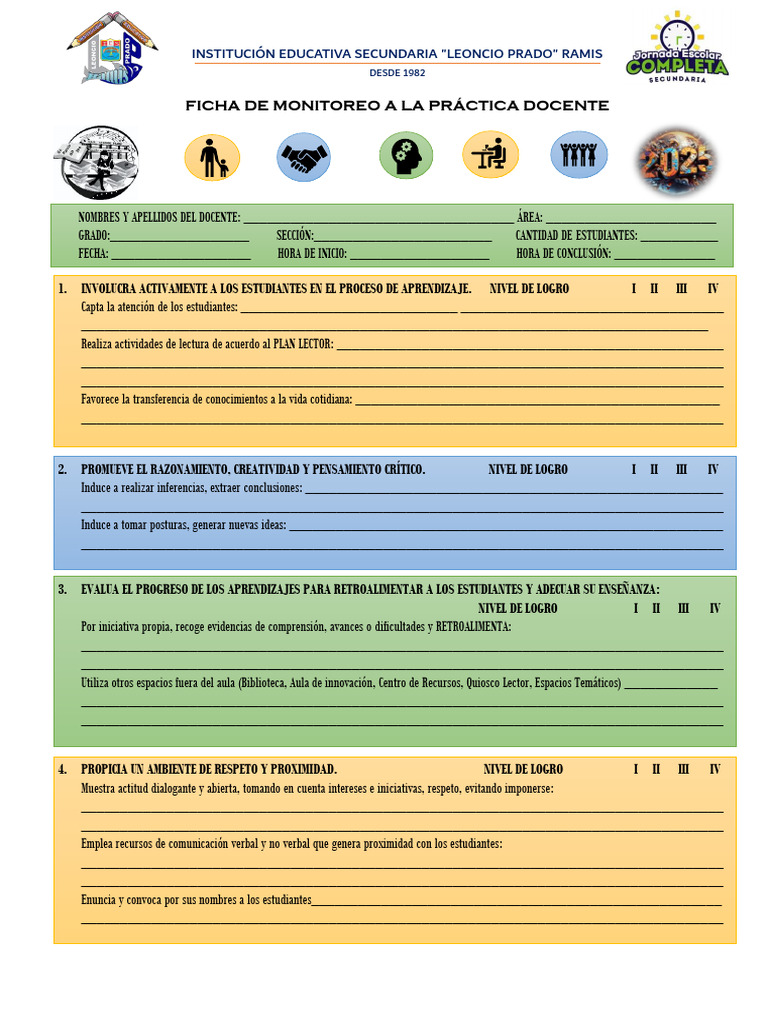 FICHA DE OBSERVACION A LAS SESIONES DE APRENDIZAJE 2024 | PDF | Salón de clases | Enseñando