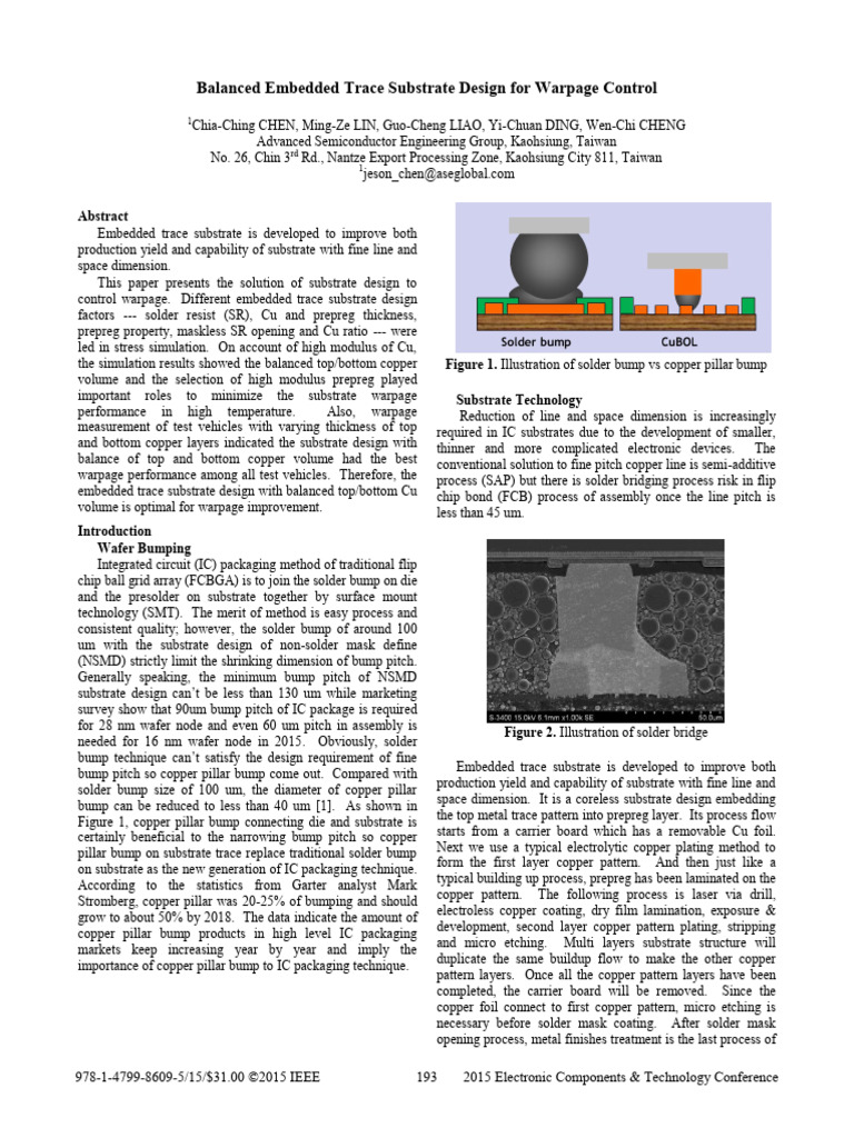 Balanced Embedded Trace Substrate Design For Warpage Control | PDF ...
