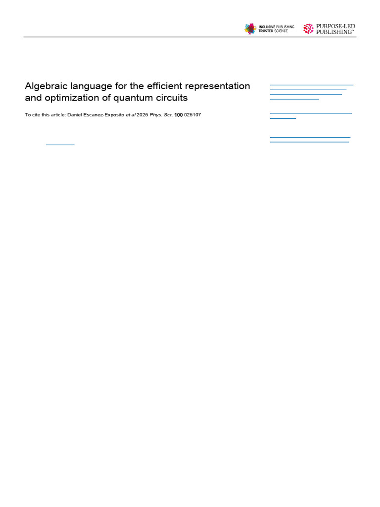 Escanez-Exposito 2025 Phys. Scr. 100 025107 | PDF | Quantum Computing ...