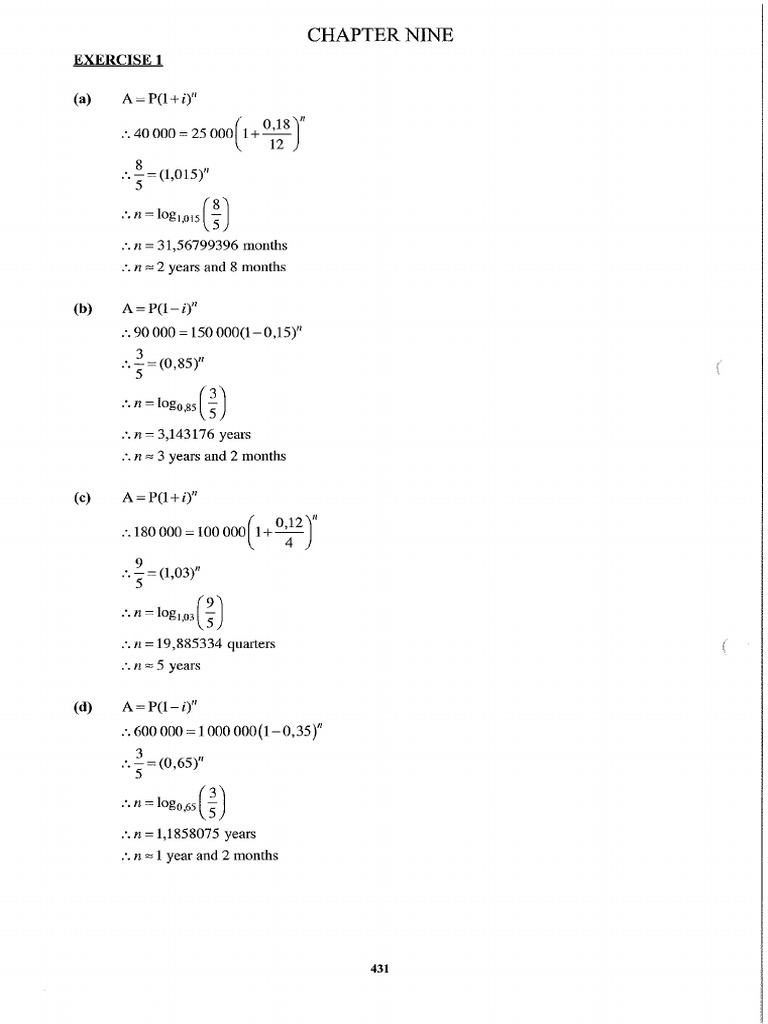 MAS SOLUTIONS - Chapter 9 - Financial Mathematics | PDF