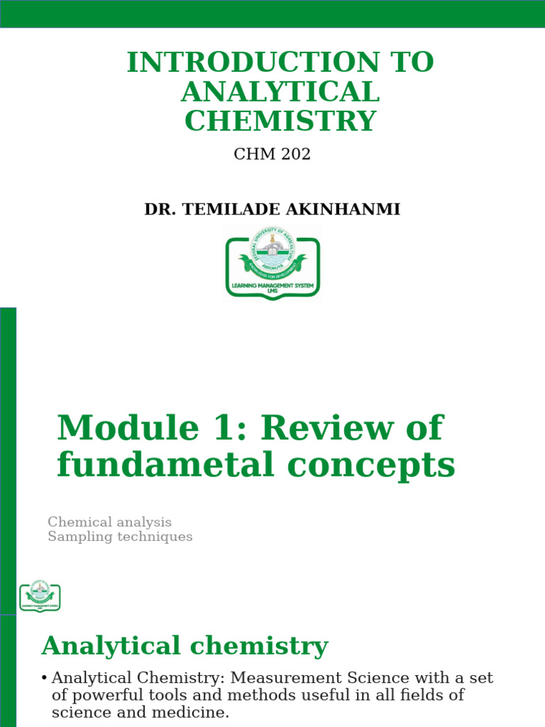 CHM 202-Introduction To Analytical Chemistry-1 | PDF | Analytical Chemistry | Chemistry
