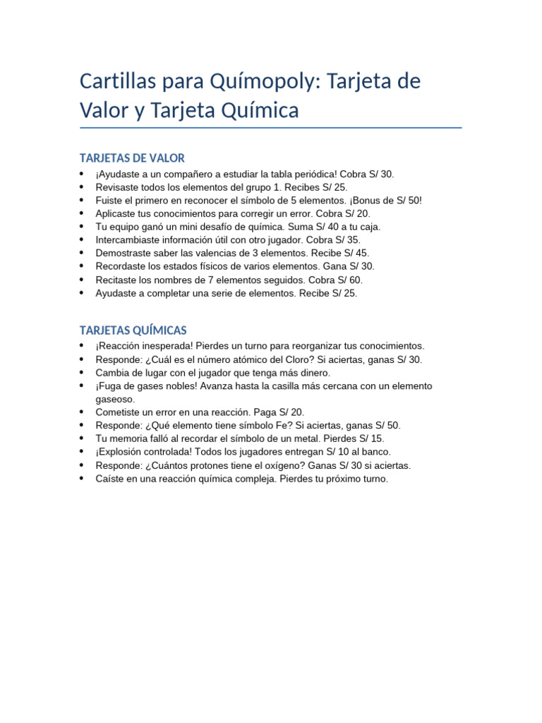 Cartillas Quimopoly Joha | PDF
