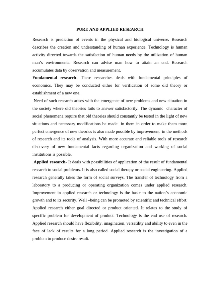 Pure and Applied Research | PDF | Science | Theory