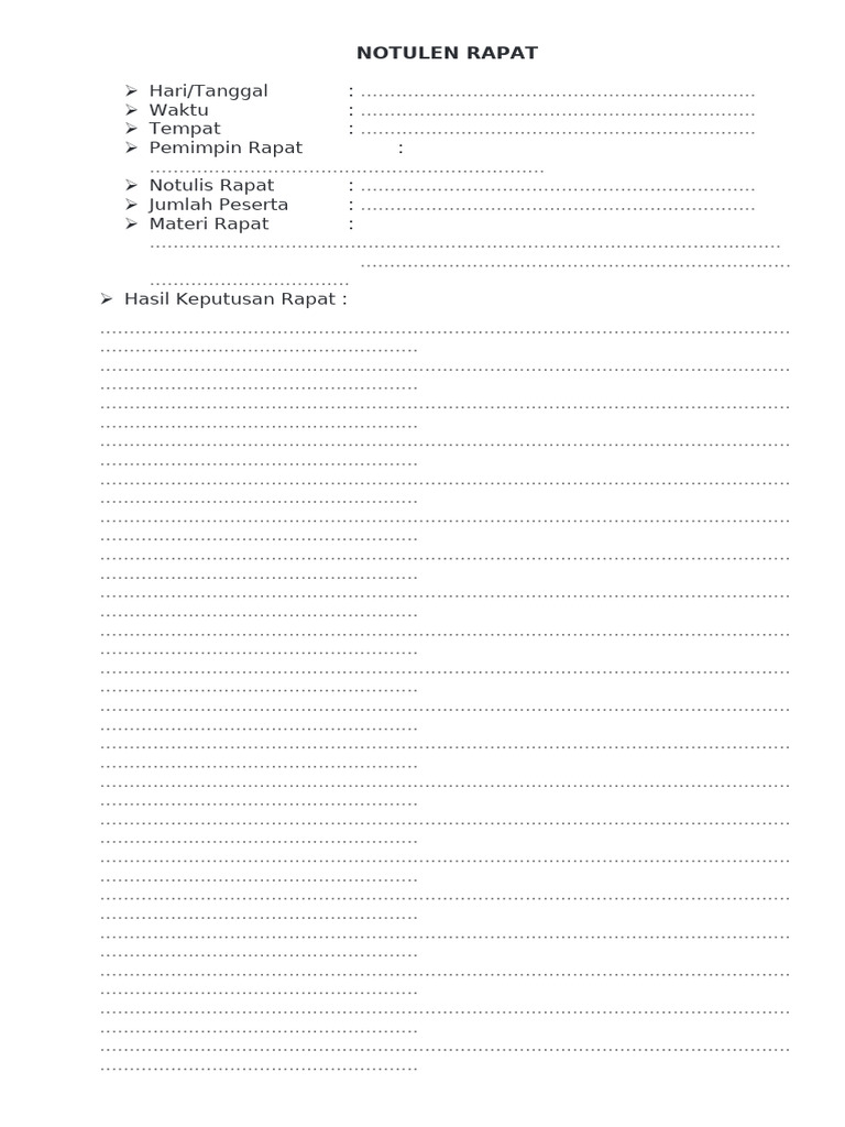 Form Notulen Rapat | PDF