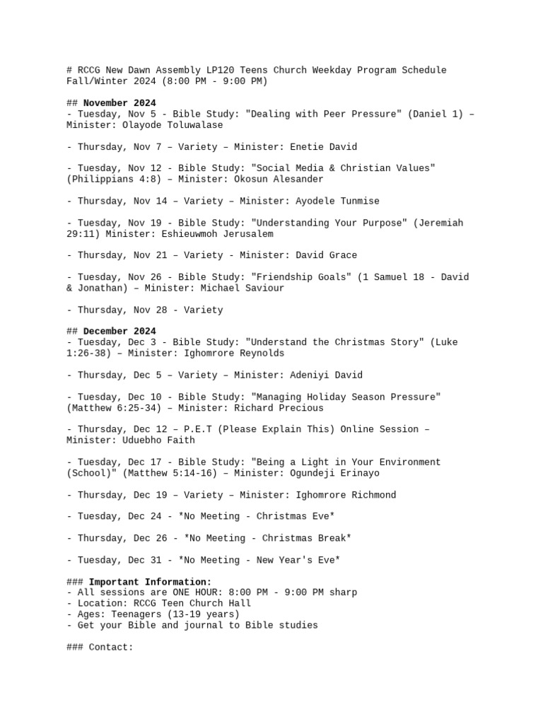 2024 Schedule | PDF