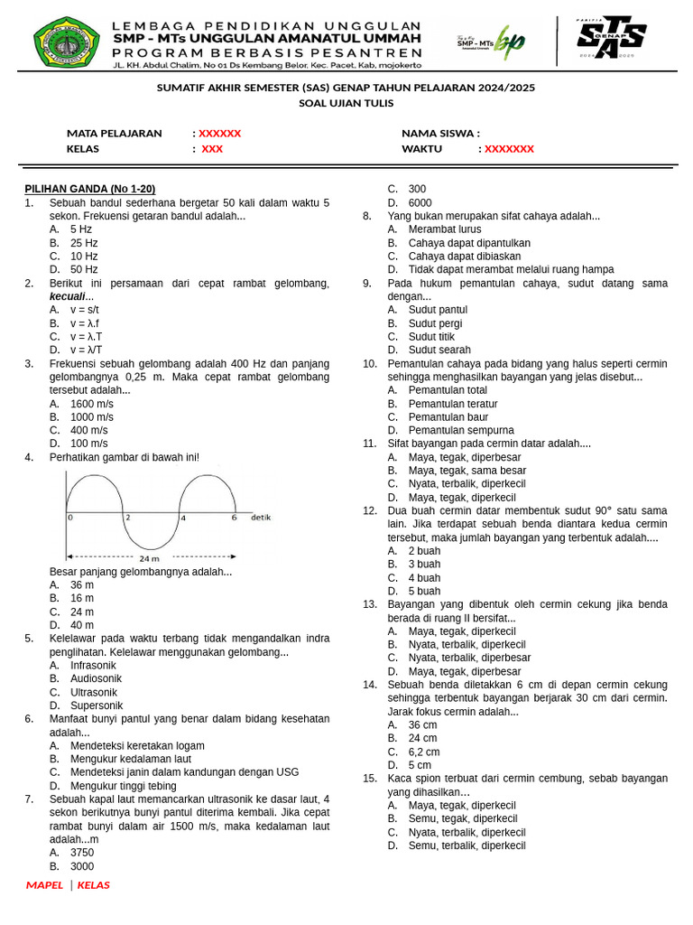 Soal Uas Kelas 8 2025 | PDF