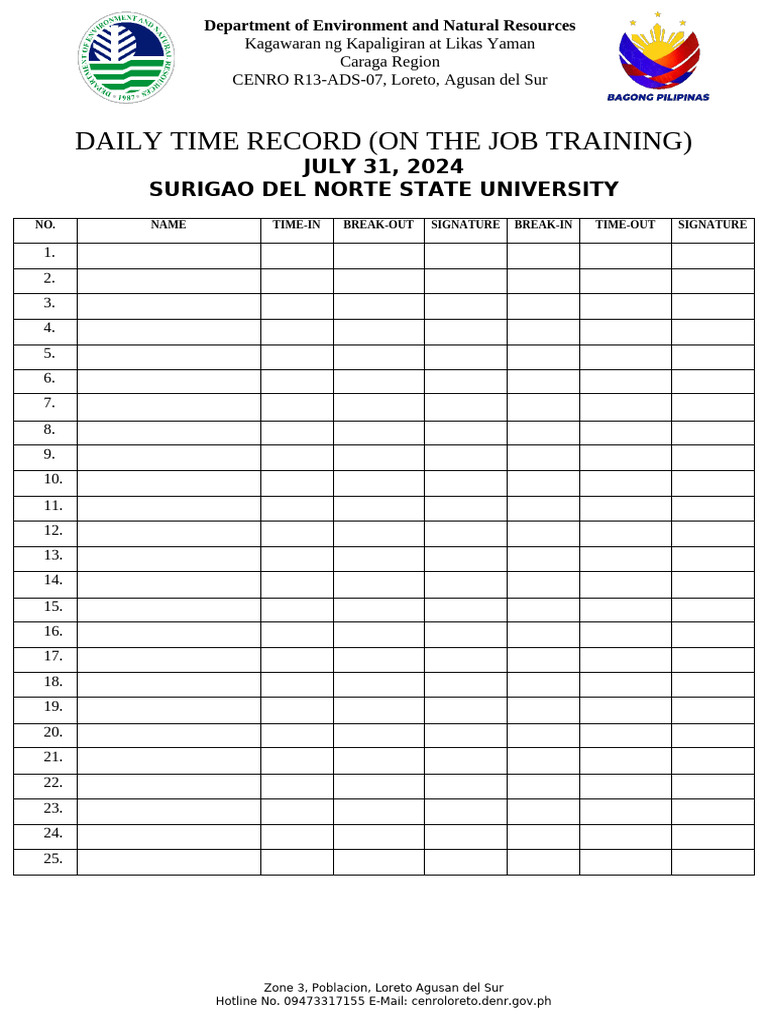 Ojt Attendance Sheet | PDF