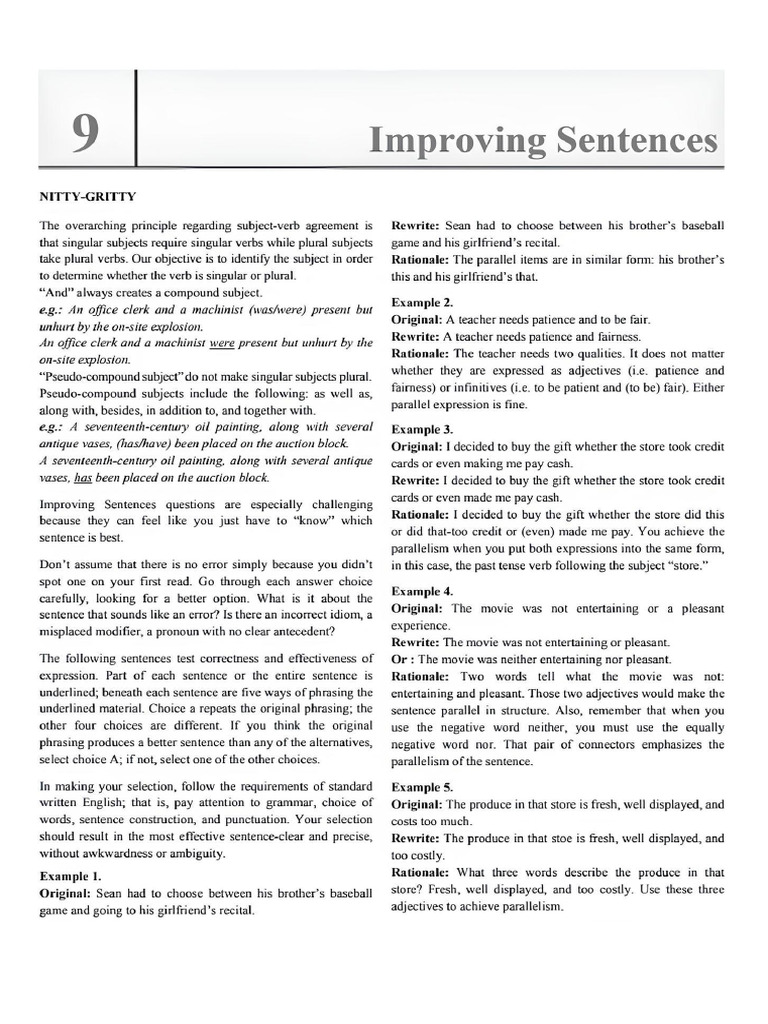 Improving Sentences Notes For NDA Exam PDF Free Download (Handwritten ...