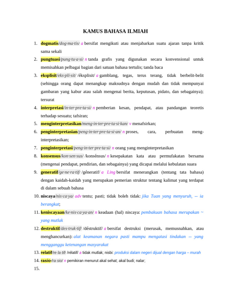 Kamus Istilah Ilmiah dan Sinonim | PDF