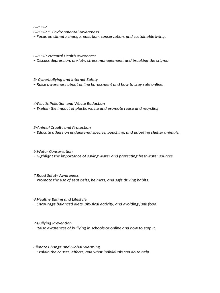 Key Awareness Topics for Community Education | PDF