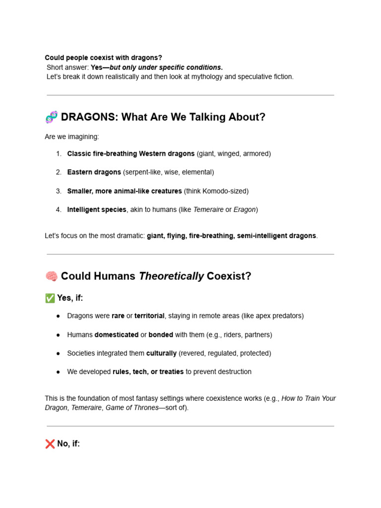 Could People Coexist With Dragons | PDF | Dragon