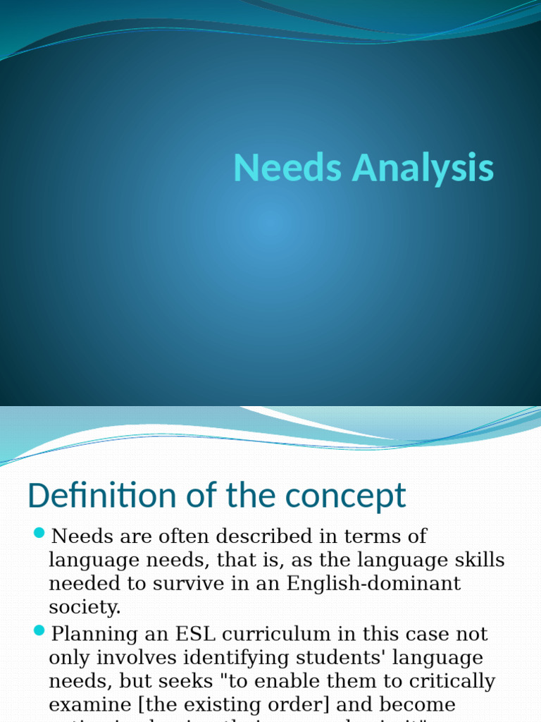 Effective Needs Analysis for ESL Programs | PDF | Learning ...
