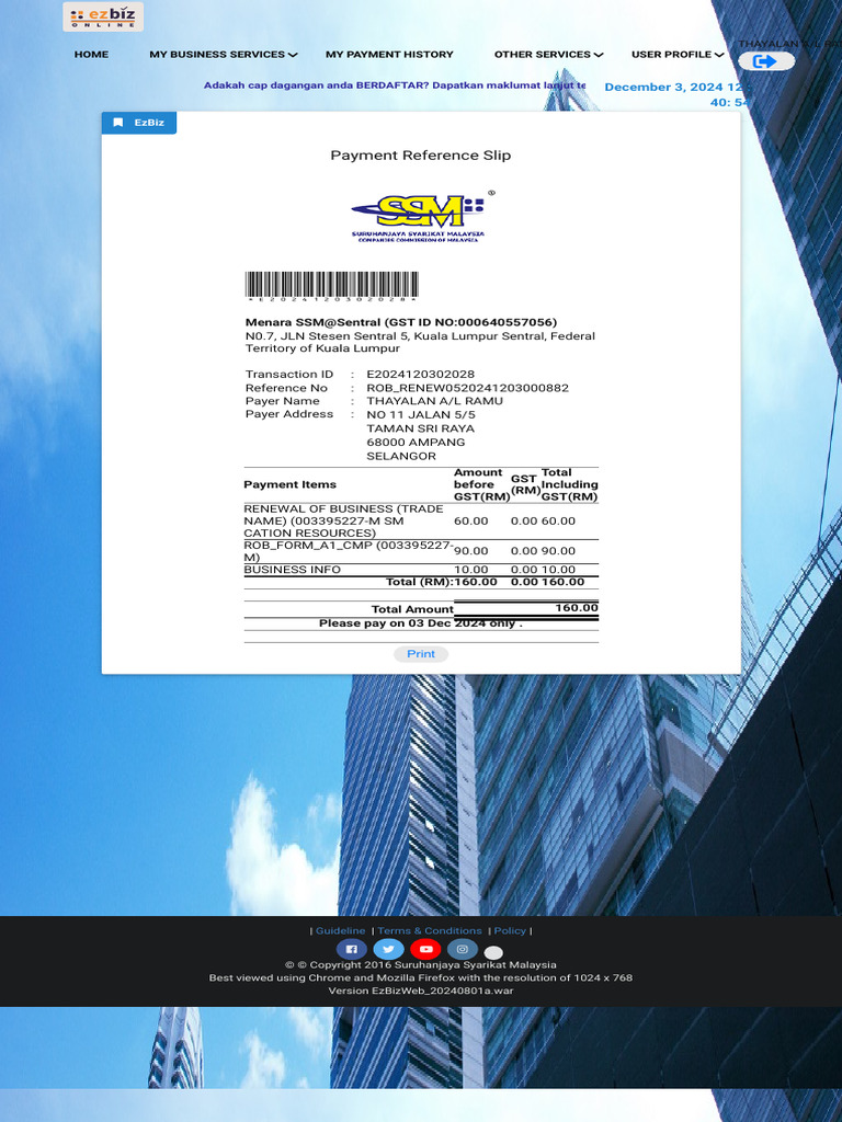 Mywicketbookmarkablecom SSM Ezbiz Otcpayment viewOtcSlip12 | PDF | Payments