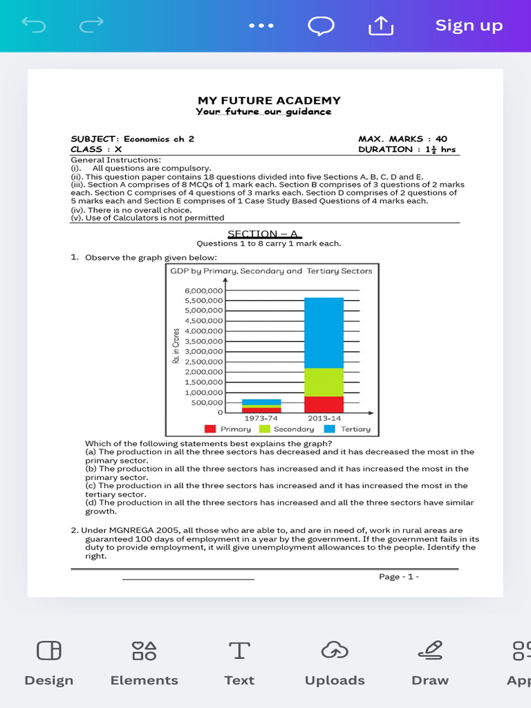Social Science Class X Practice Paper 08 Economics Chapter 02 Sectors of The Indian Economy 1 ...