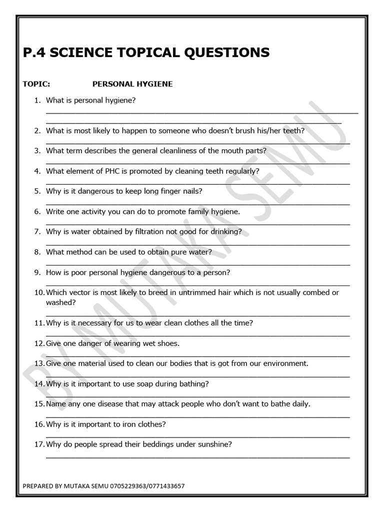 Science Topical QNS P.4 and P.5 | PDF | Sheep | Hygiene
