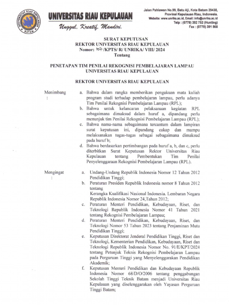 SK Tim Penilai RPL | PDF