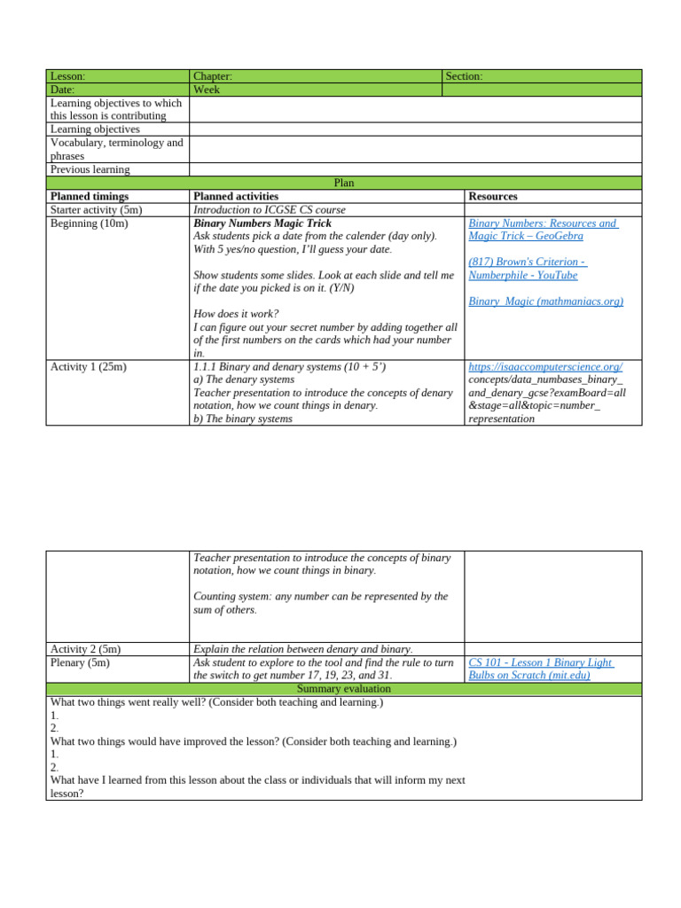 Lesson Plan Template | PDF | Learning