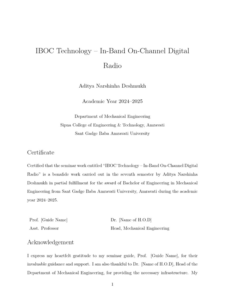 IBOC Technology Seminar Report | PDF | In Band On Channel | Orthogonal ...