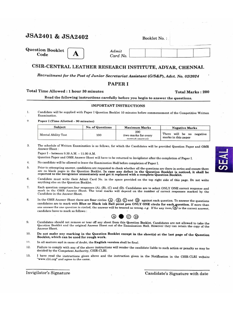 JSA Paper 1.PDF English | PDF